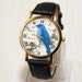 Blue Bird Watch, Leather Watch, Wrist Watch With Birds, Ladies Watch ...