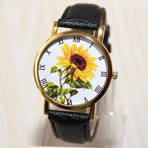 Wristwatches Sunflower, Yellow Watches, Women's Watches, Flower Watches ...