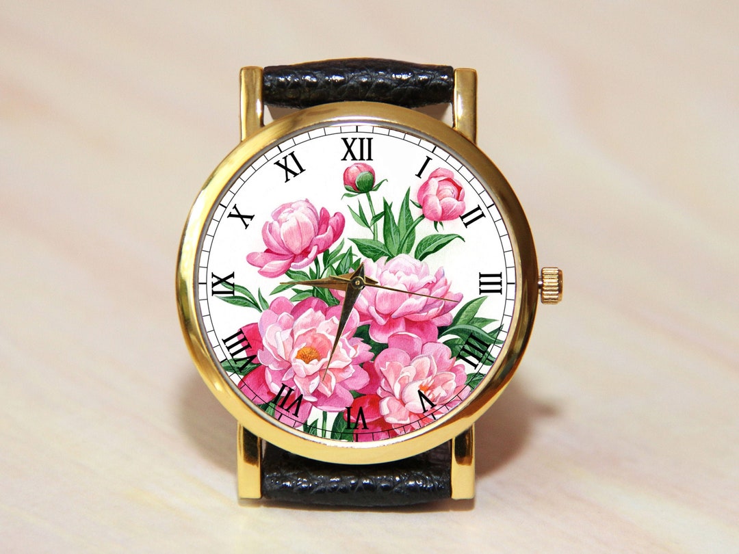 Peony Watches, Women’s Watches, Flowers Watches, Pink Watches, Leather ...