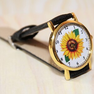 Watch Sunflower, Flower Watch, Female Watch, Girls Watch, Yellow Watch ...