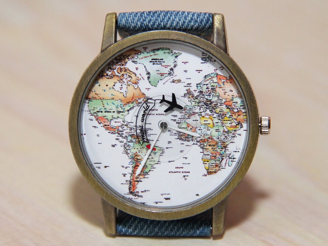Wristwatch World Map Men's Watches Wristwatch Journey - Etsy