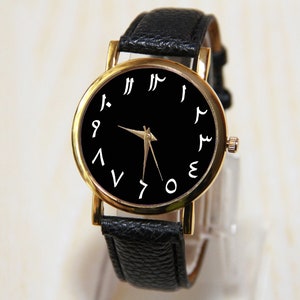 Arabic Watch, Persian Numbers Watch, Leather Watch, Men's Watch, Women ...