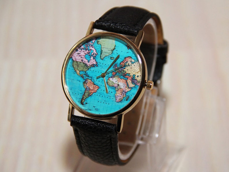Wristwatches Travelers Wristwatch World Map Globe Clock - Etsy