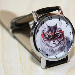 Watches Cat in Glasses, Watch Cat, Women's Watch, Men's Watch, Student ...