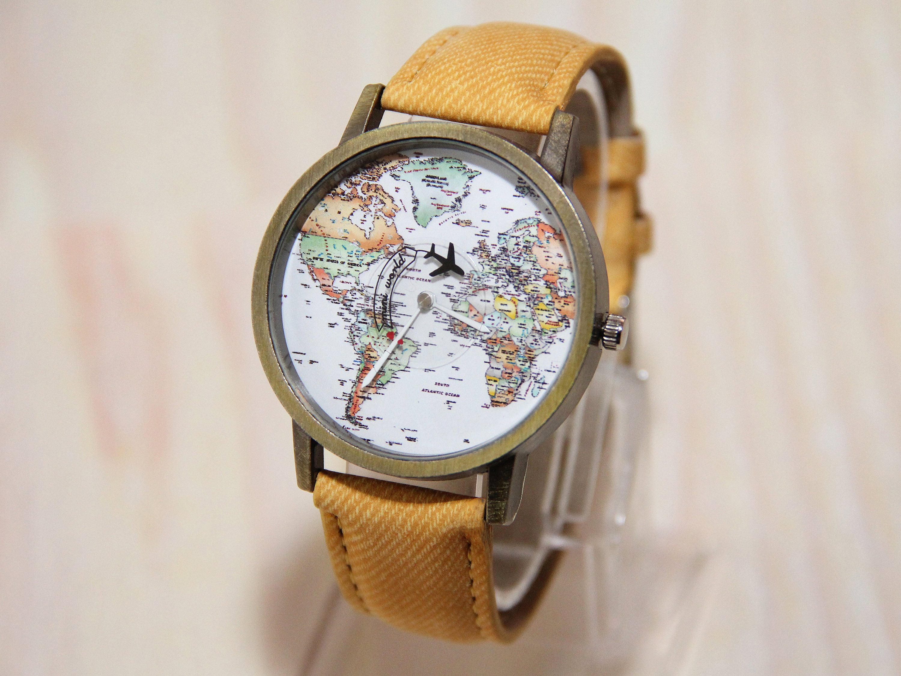 Wristwatch world map men's watches wristwatch journey | Etsy