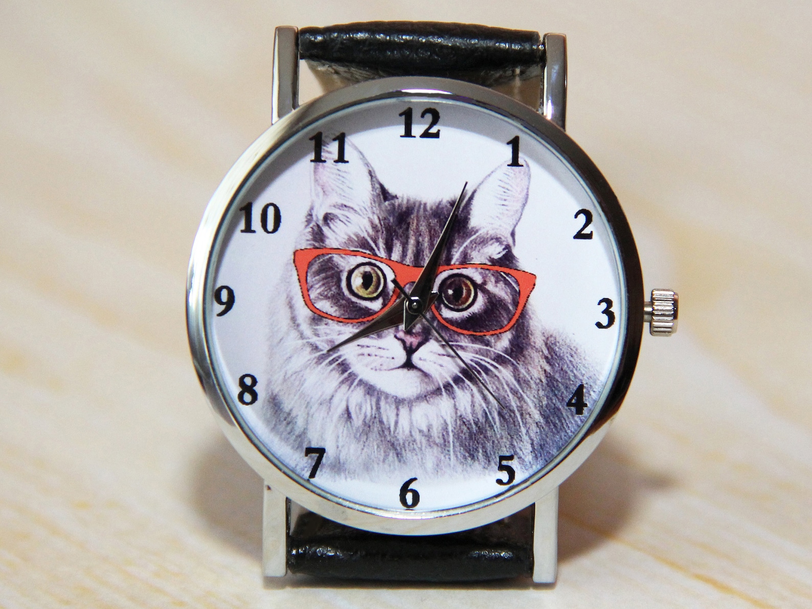 Watches Cat in Glasses, Watch Cat, Women's Watch, Men's Watch, Student ...