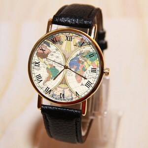 Аntique Map Watch, Men's Watches, Women's Watch, Minimalism Watch ...