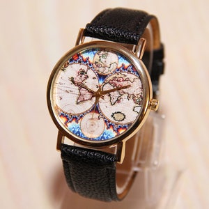 Wristwatch Antique World Map, Mens Watch, Women Watches, Traveler's ...