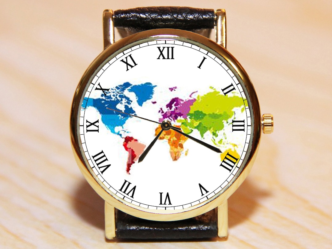 Watch is a World Map, Colored Wristwatches, Women's Watches, Men's ...