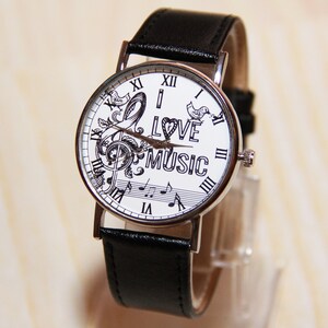 Wrist Watch I Love Music, Watch for Musician, Watch Music, Watch Treble ...