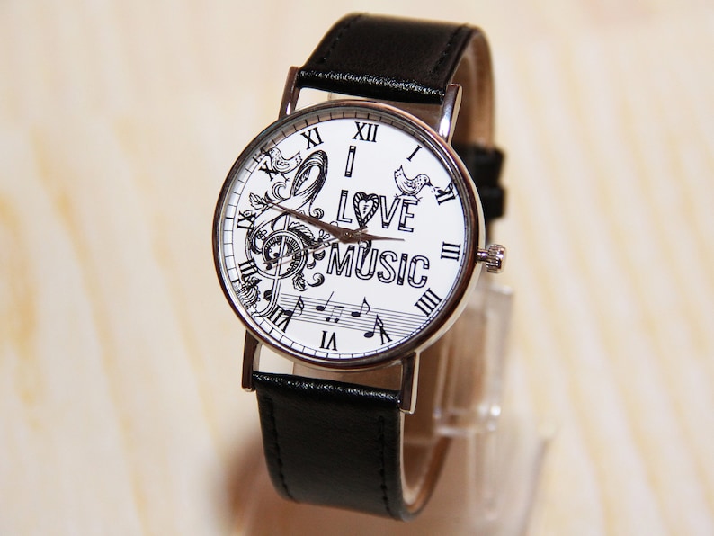 Wrist Watch I Love Music, Watch for Musician, Watch Music, Watch Treble ...