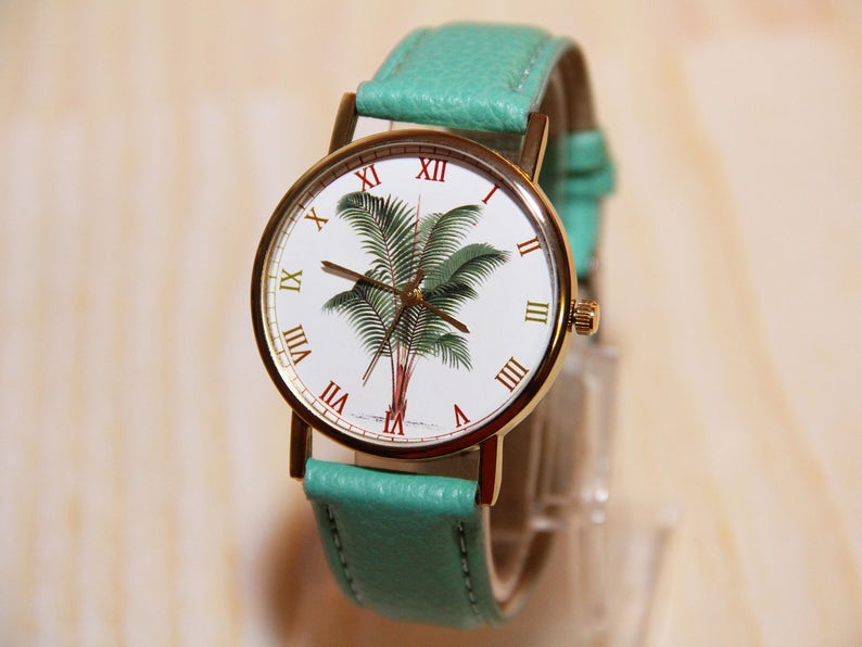 Wrist watch with date palm palm tree watch minimalist watch | Etsy