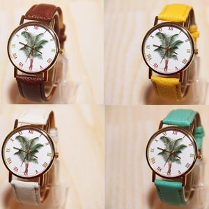 Wrist watch with date palm palm tree watch minimalist watch | Etsy