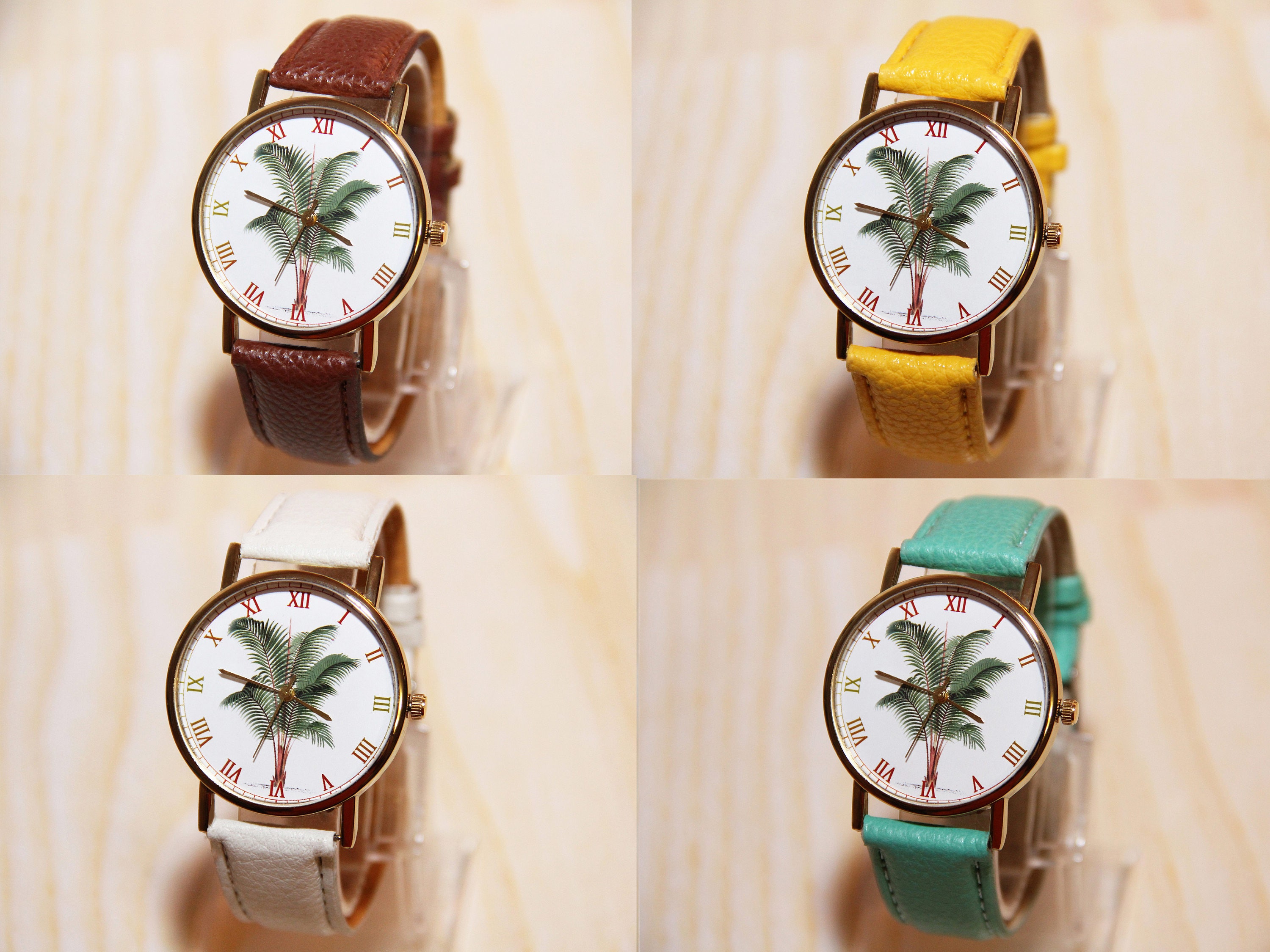 Wrist watch with date palm palm tree watch minimalist watch | Etsy