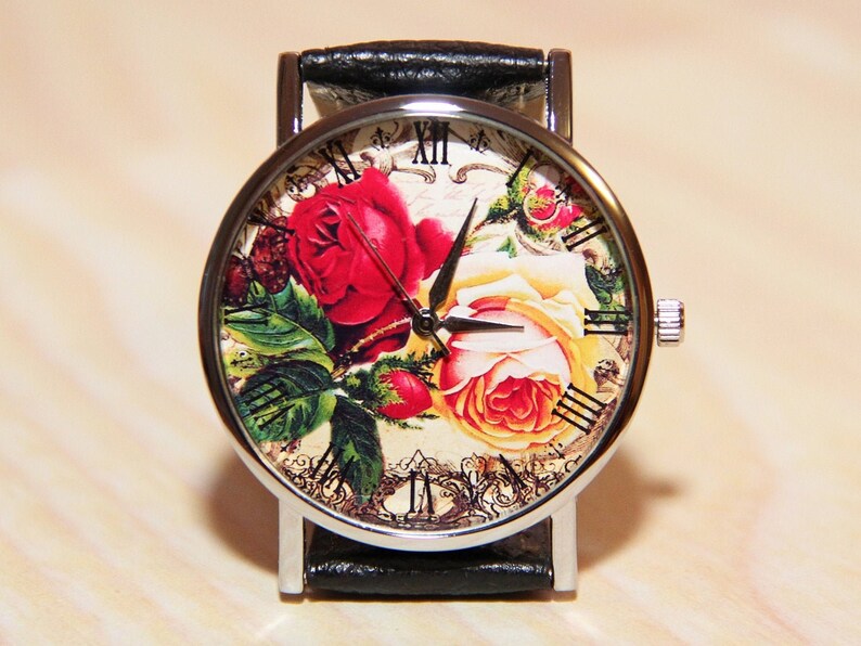 Wristwatches Flowers Watches Red Roses Ladies Watches | Etsy