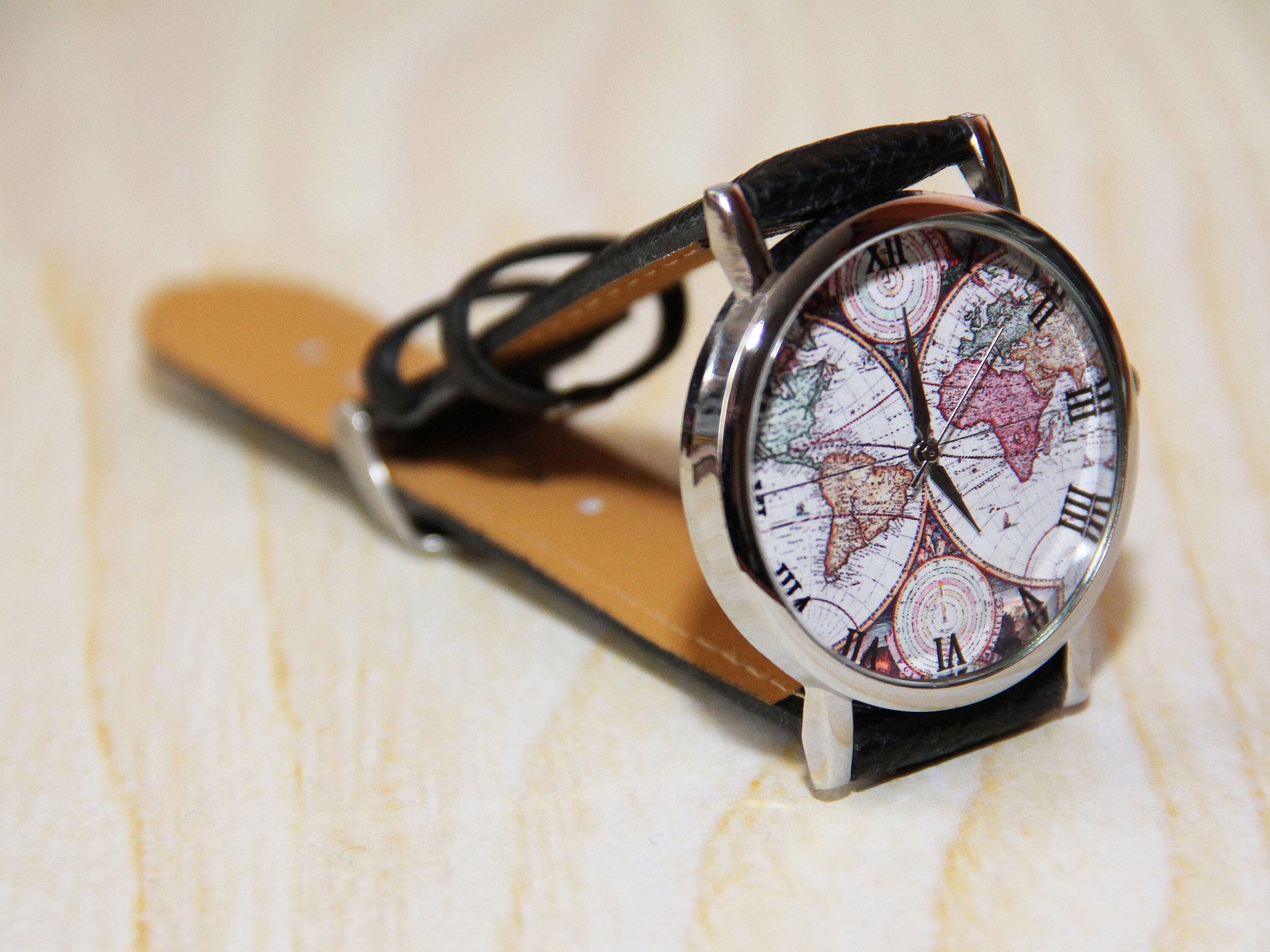 Аntique map watch men's watches women's watch | Etsy