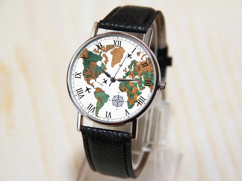 Wristwatch World Map, Wrist Watch Globe, Watch Earth, Travel Watch ...
