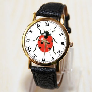 Ladybug Watch, Beetle Watch, Women's Watch, Insect Watch, Red Watch ...
