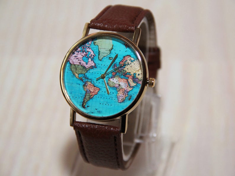 Wristwatches Travelers, Wristwatch World Map, Globe Clock, Women's ...