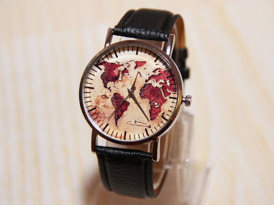 Wristwatch World Map, Watch Map America, Watch Globe, Men's Watch ...