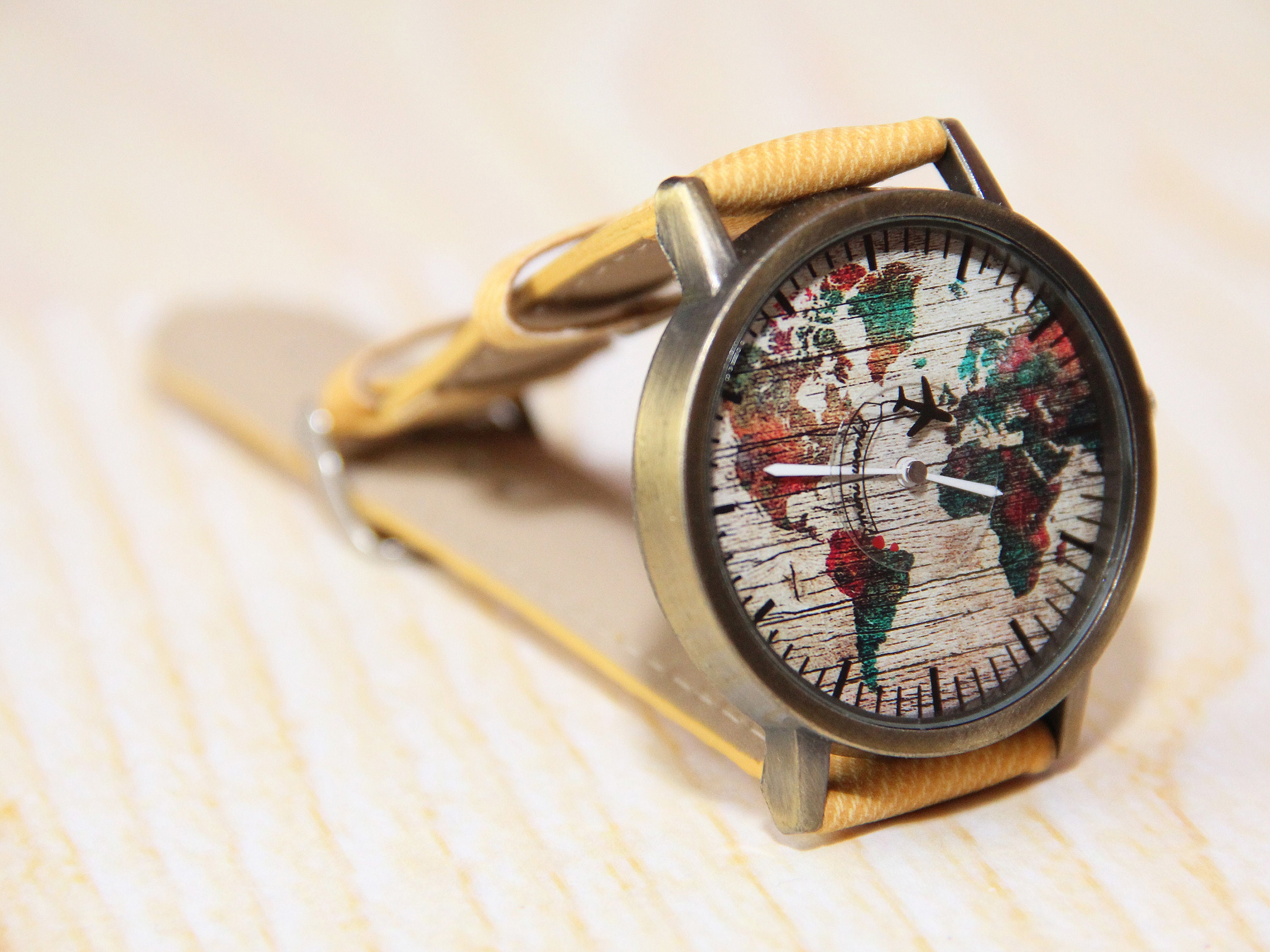 Wristwatch World Map Mens Watch Women's Watch Green | Etsy