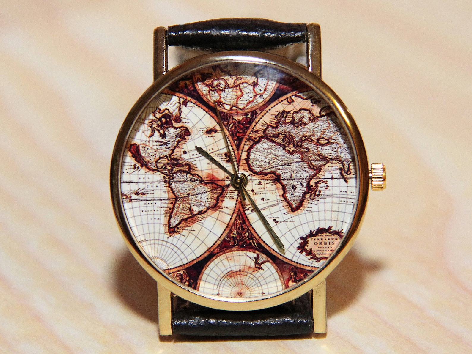 Wrist Watches Antique World Map, Watch World Map, Travel Clock, Men's ...