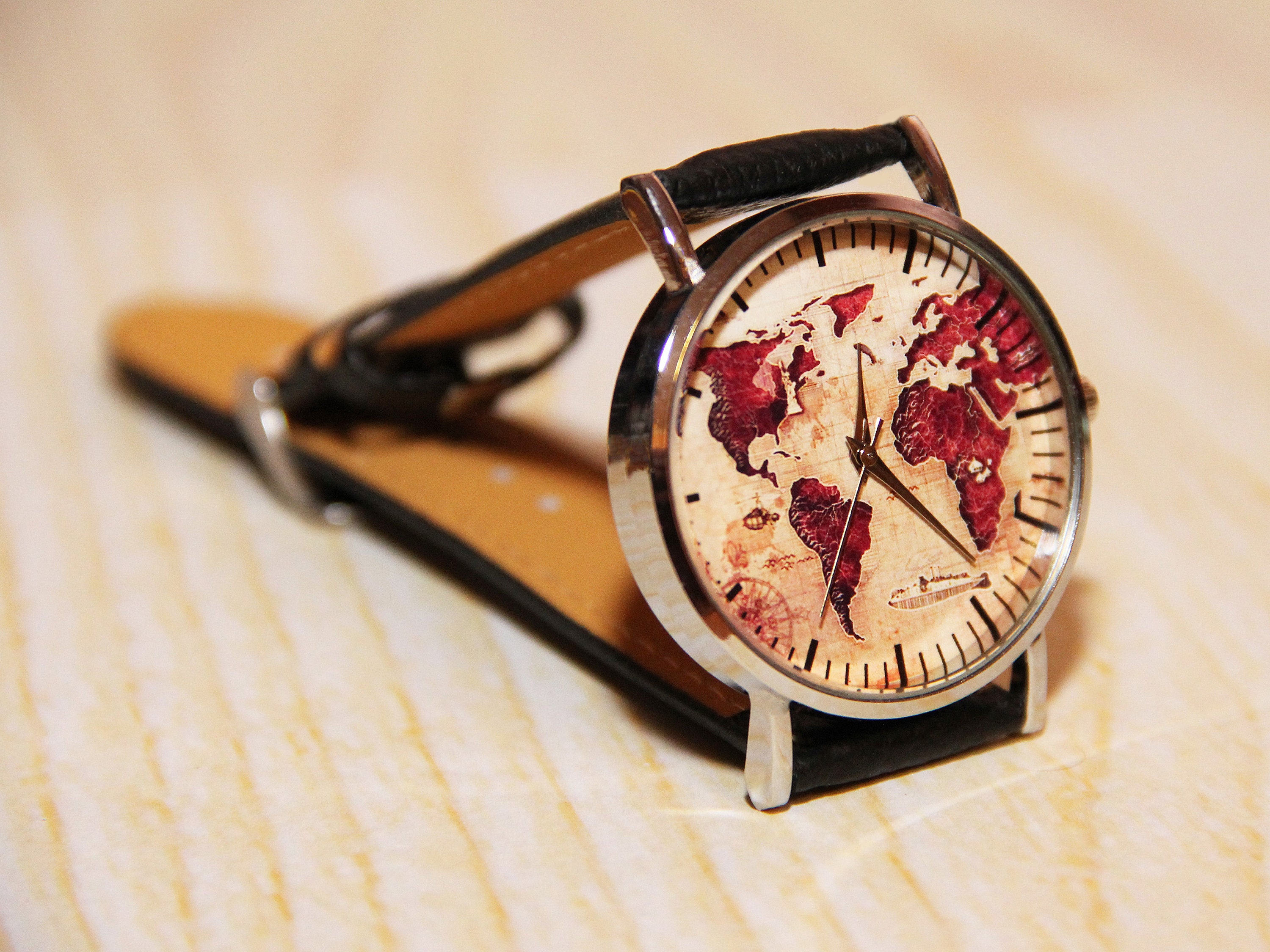 Wristwatch World Map Watch Map America Watch Globe | Etsy