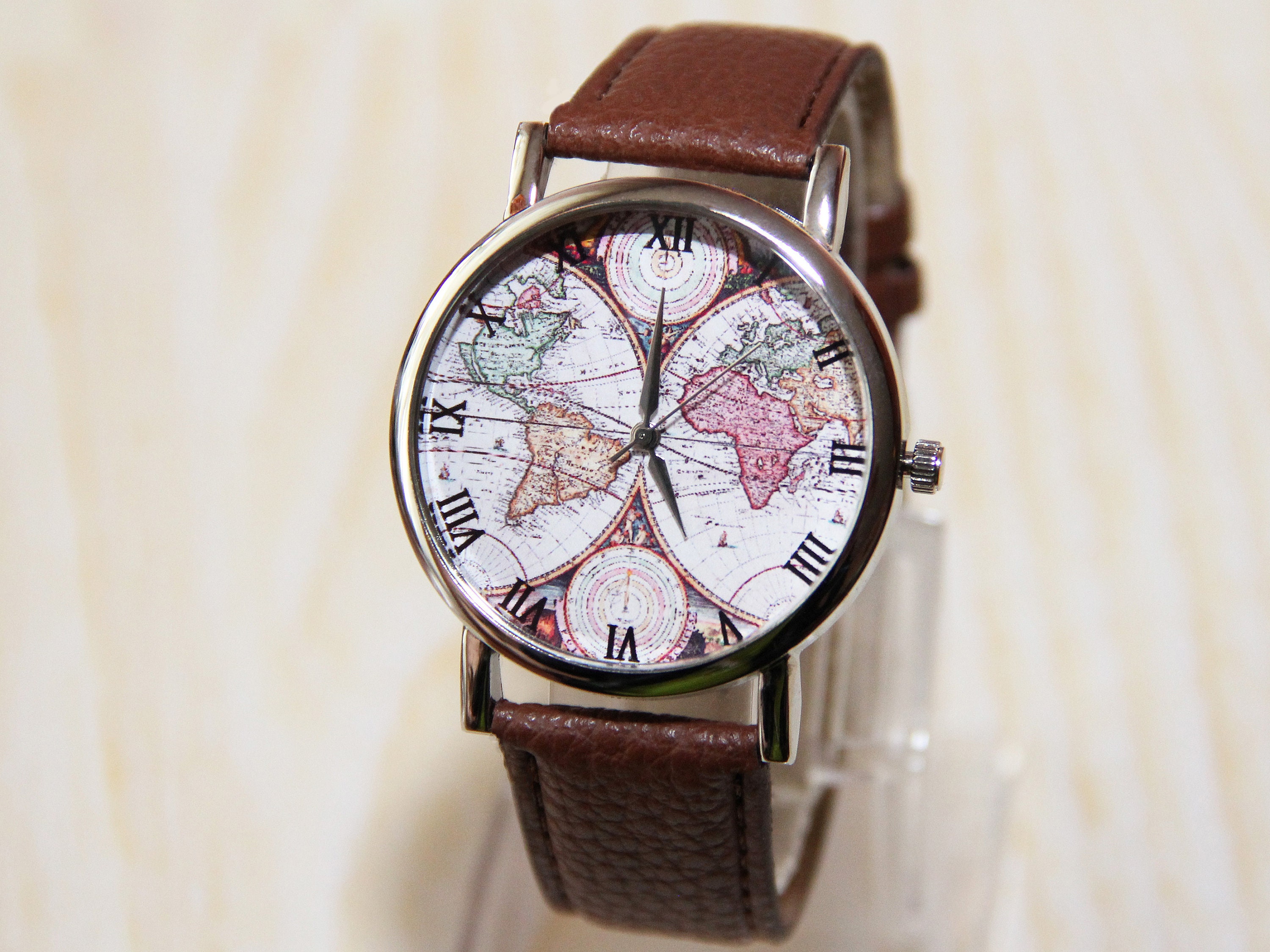 Аntique map watch men's watches women's watch | Etsy