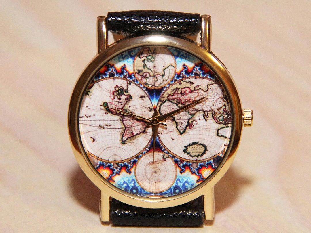 Wristwatch Antique World Map, Mens Watch, Women Watches, Traveler's ...