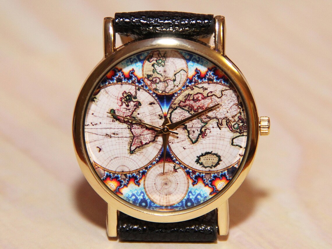 Wristwatch Antique World Map, Mens Watch, Women Watches, Traveler's ...