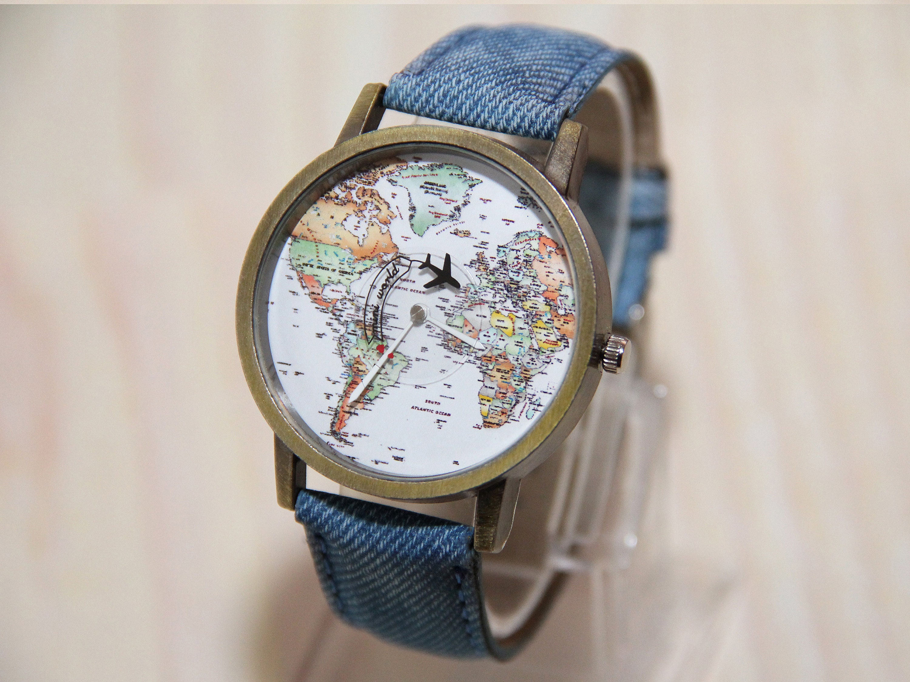 Wristwatch world map men's watches wristwatch journey | Etsy