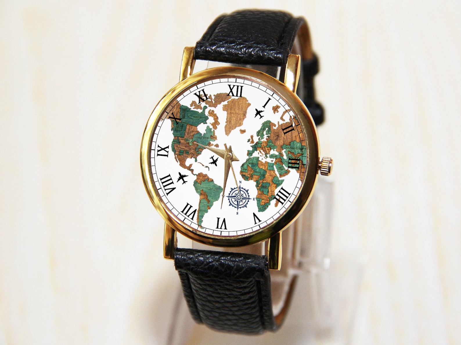 Wristwatch World Map, Wrist Watch Globe, Watch Earth, Travel Watch ...