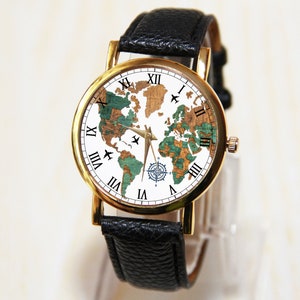 Wristwatch World Map, Wrist Watch Globe, Watch Earth, Travel Watch ...