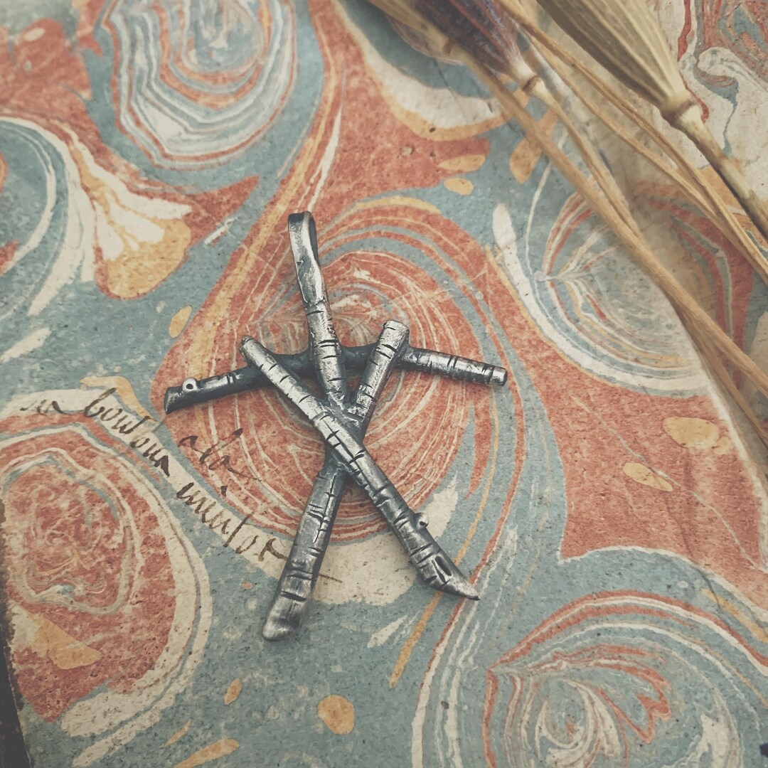 TWANA Witch Pendant, Necklace, Oxidized Sterling Silver, Darkwood ...