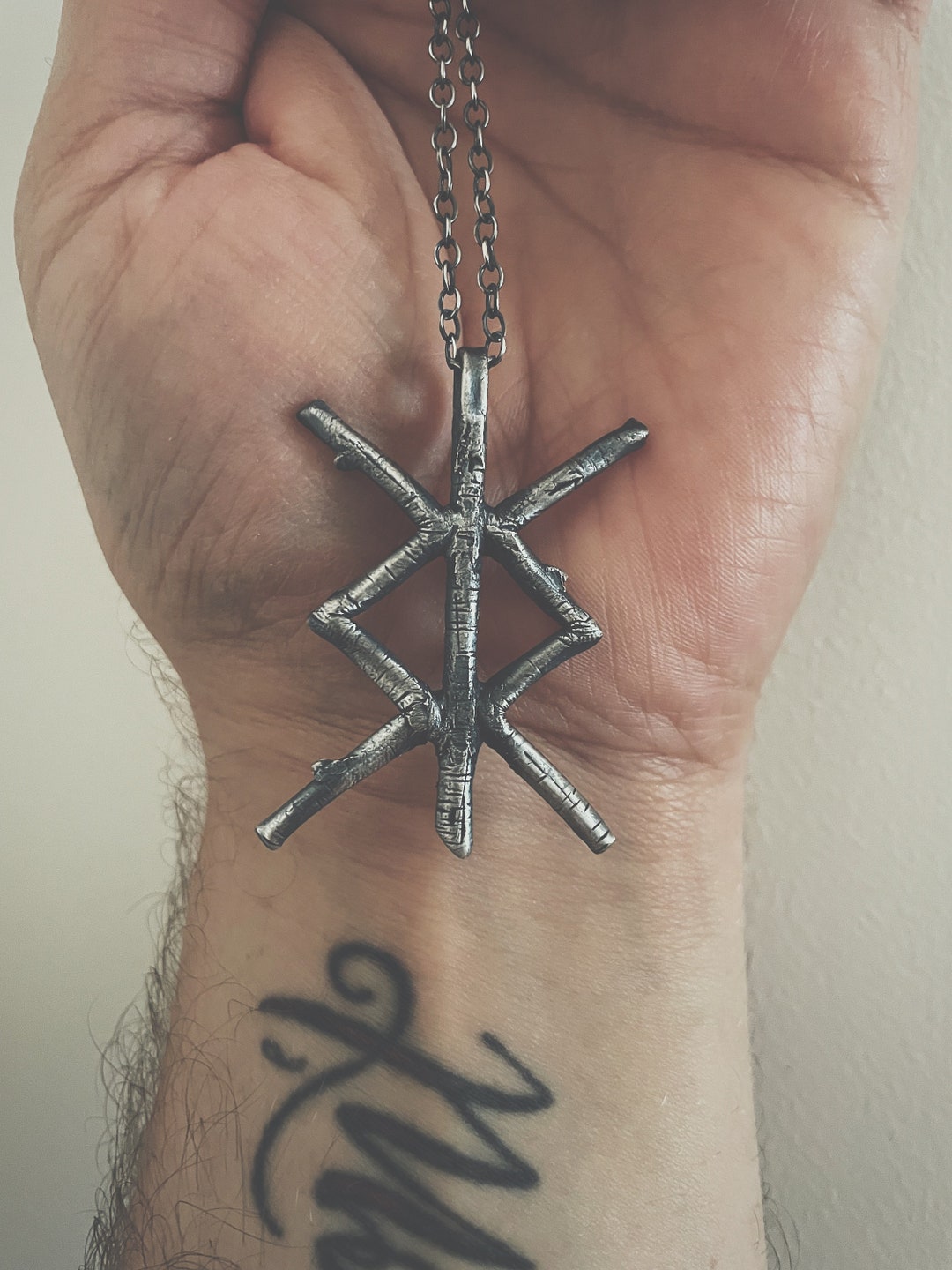 PROTECTION Bind Rune Pendant HAND CARVED Sterling Silver, Necklace ...