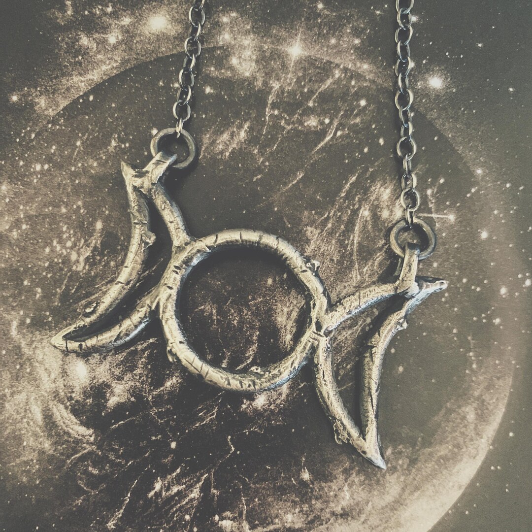 TRIPLE MOON GODDESS Pendant, Necklace, Sterling Silver, Dark, Gothic ...