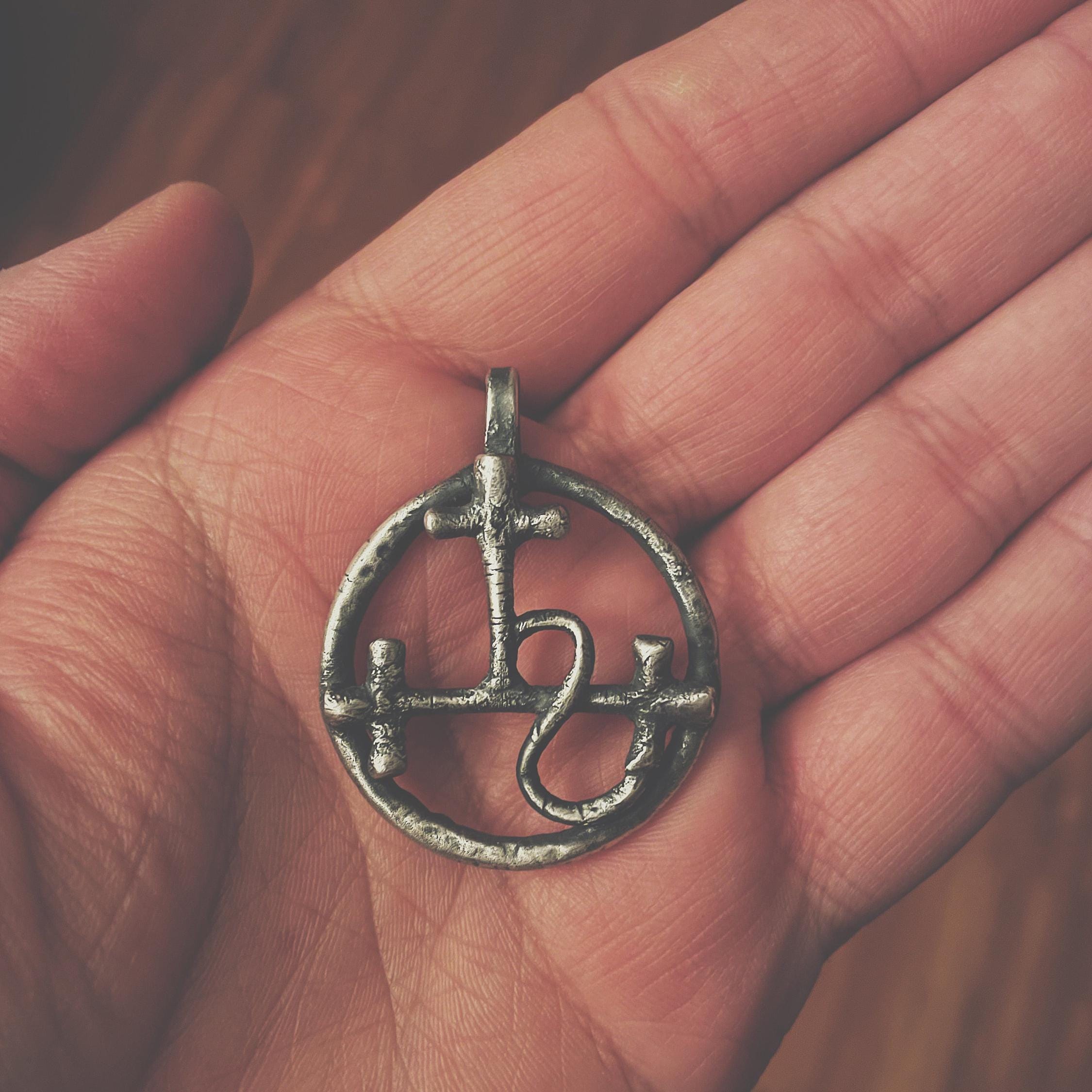 Hand Carved Lilith Sigil Pendant: Oxidized Sterling Silver Gothic ...