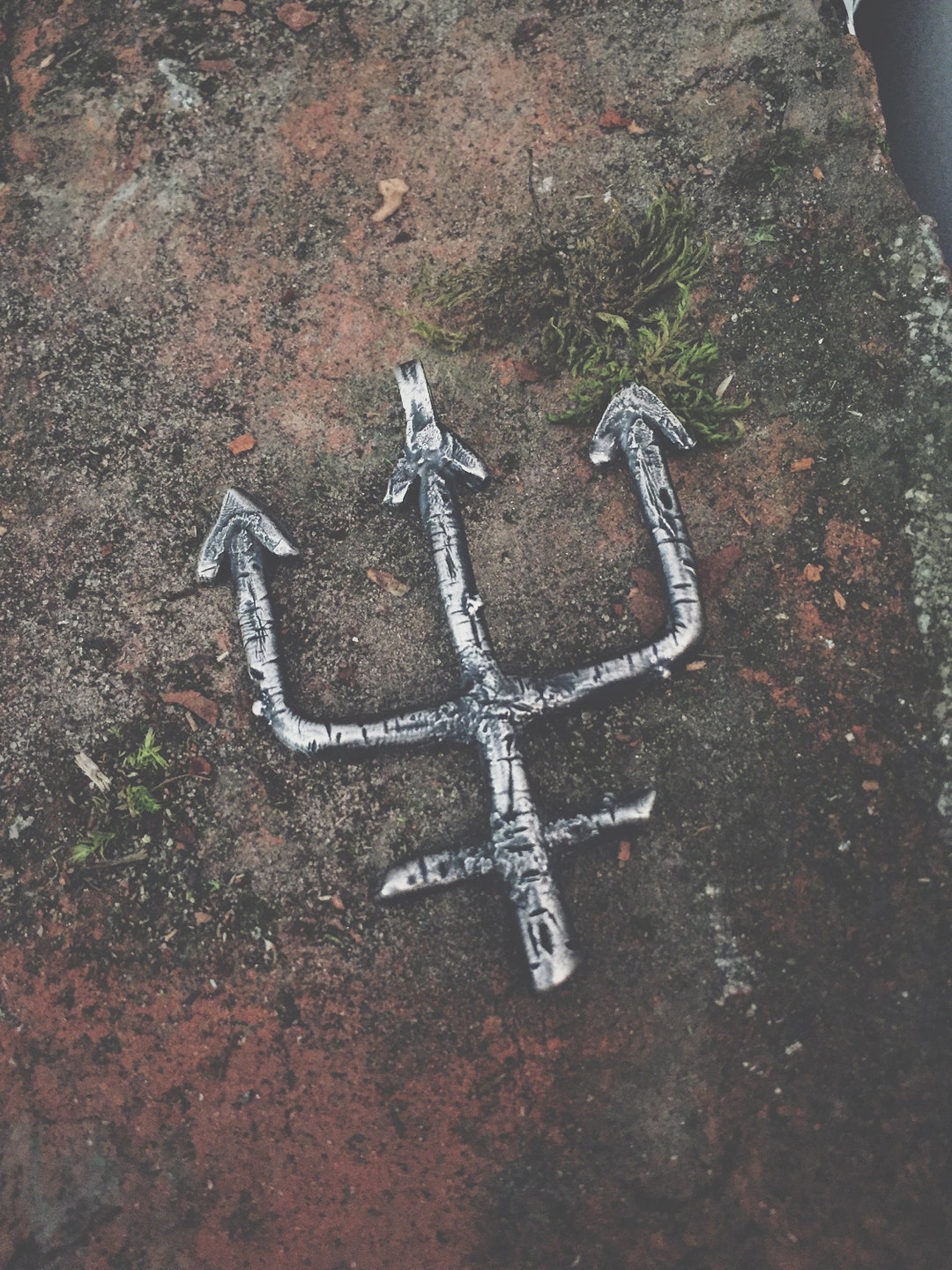 TRIDENT Pendant Necklace Sterling Silver Dark Gothic - Etsy