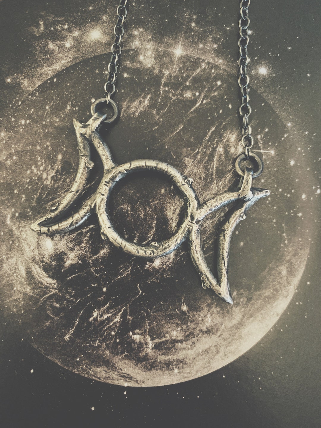 TRIPLE MOON GODDESS Pendant, Necklace, Sterling Silver, Dark, Gothic ...