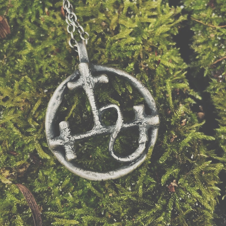 Hand Carved Lilith Sigil Pendant: Oxidized Sterling Silver Gothic ...