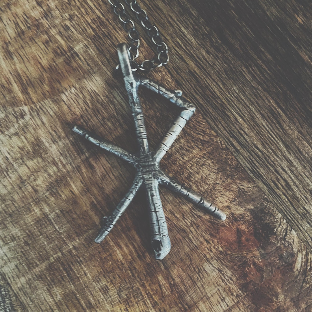 LOVE Bind Rune Pendant HAND CARVED Sterling Silver, Necklace Oxidized ...
