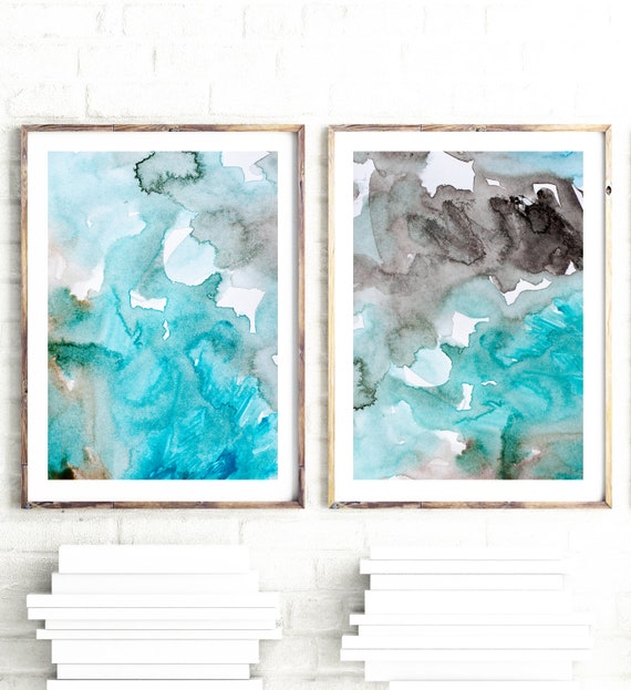 Abstract Wall Art Set of 2 Large Wall Art Prints Abstract | Etsy