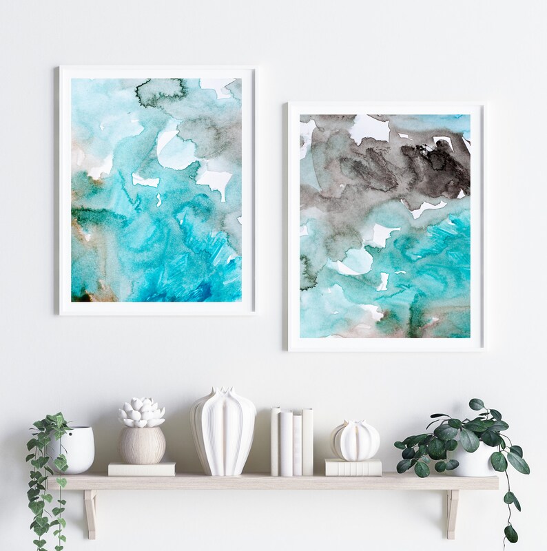 Abstract Wall Art Set of 2 Large Wall Art Prints Abstract | Etsy