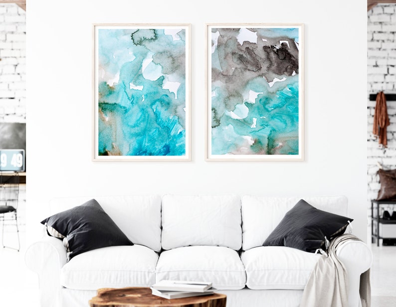 Abstract Wall Art Set of 2 Large Wall Art Prints Abstract | Etsy