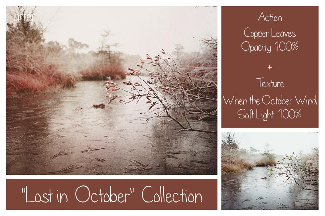 Autumn Landscape Bundle - 60 Fall Actions - 25 Fog Overlays - 15 Autumn ...