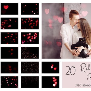 60 Hearts Bokeh Overlays Valentines Overlays Hearts Overlay Gold Pink ...