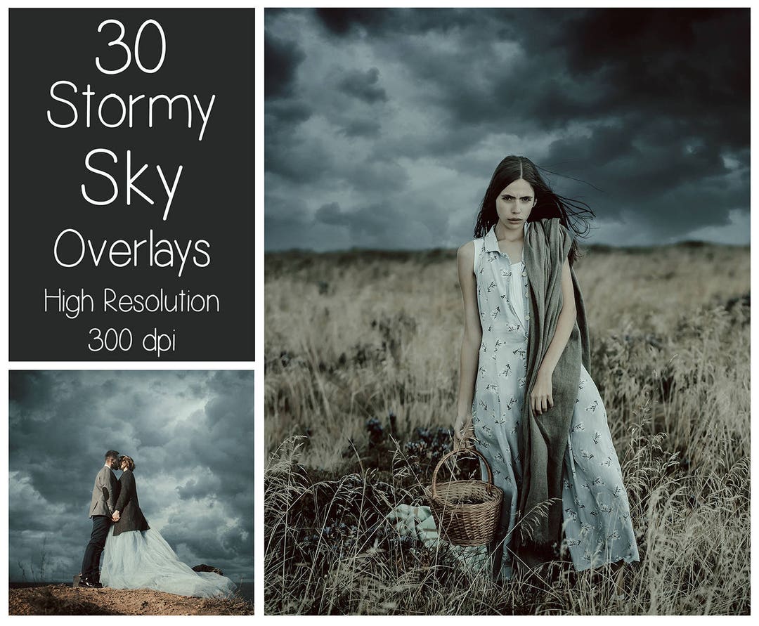 30 Stormy Sky Overlays Cloudy Sky Textures Rain Photoshop Overlays ...