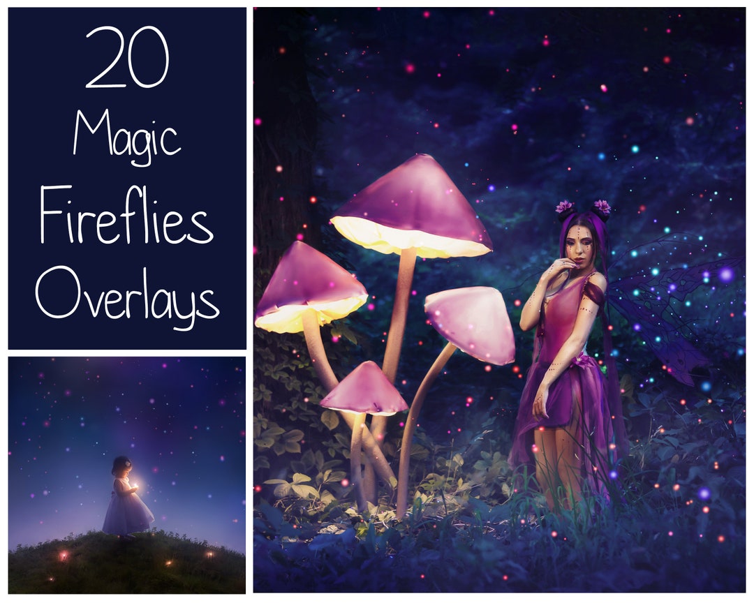 20 Colorful Firefly Overlays - Purple Fireflies Overlays - Magic ...