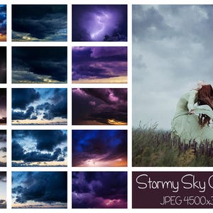 30 Stormy Sky Overlays Cloudy Sky Textures Rain Photoshop Overlays ...