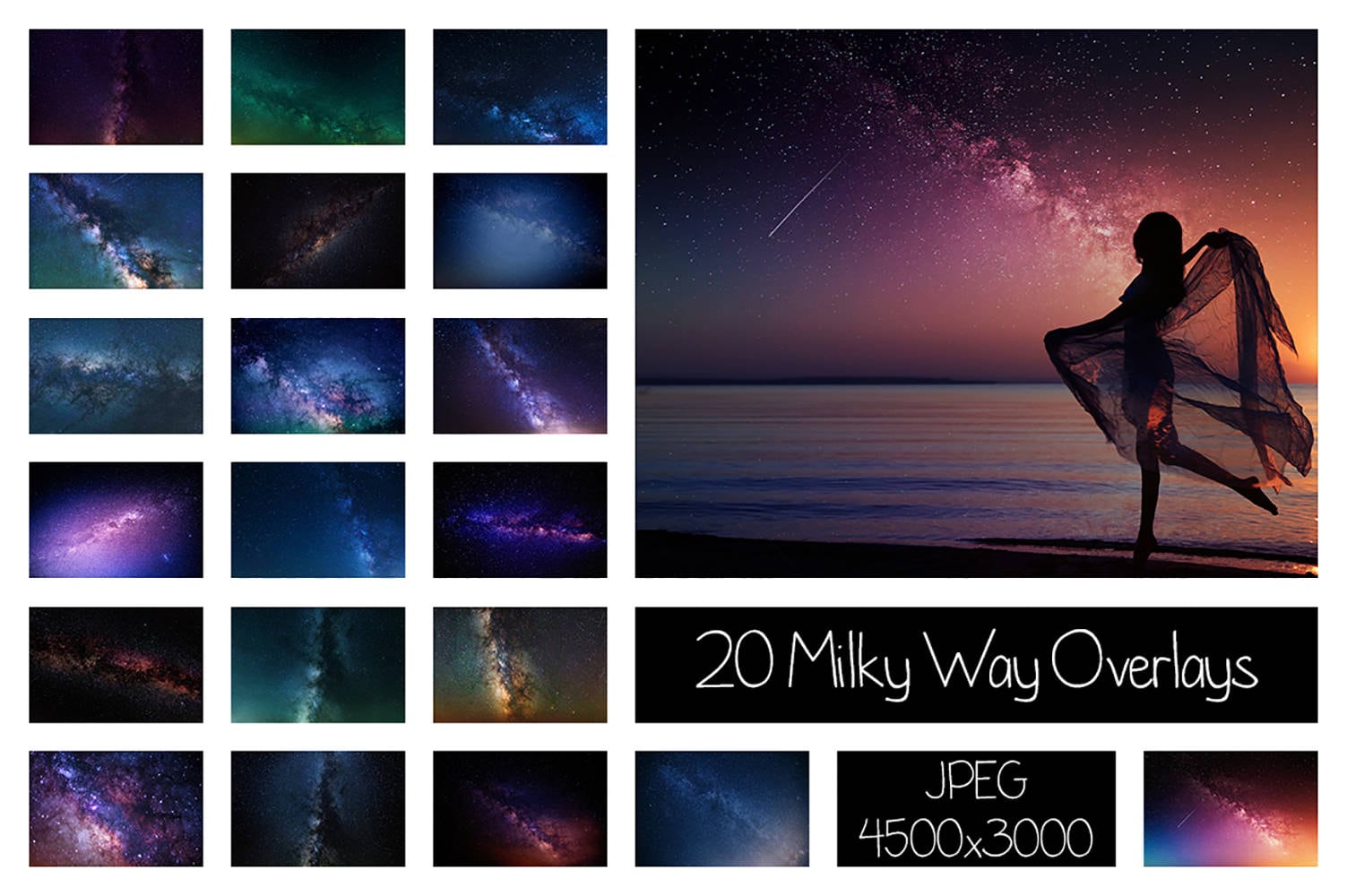 70 Night Sky Overlays - Starry Sky - Moon Overlays - Stars - Milky Way ...